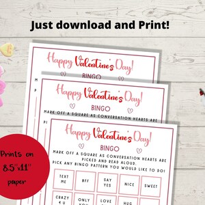 Valentine's Day Bingo Game - Conversation Heart Bingo Boards, Bingo ...
