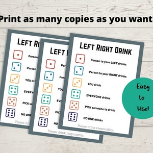Left Right Drink Party Game - Drunk Dice Game, Left Right Center for ...