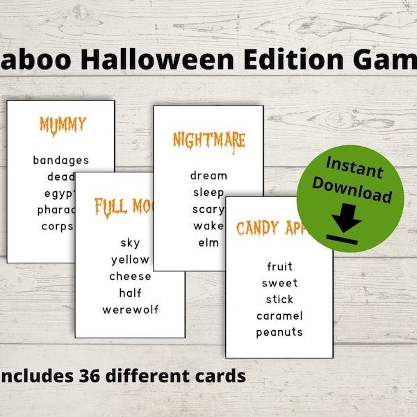 Halloween Taboo Games - Etsy