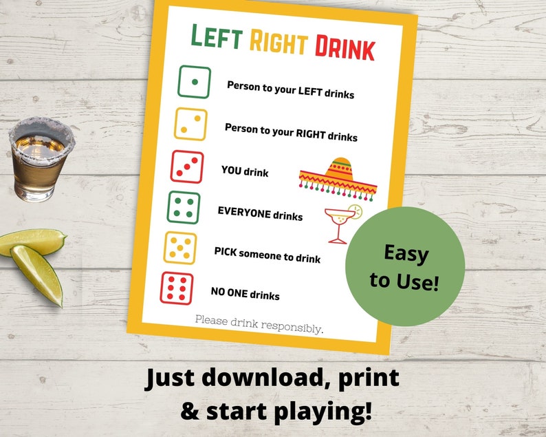 Cinco De Mayo Party Game - Left, Right, Drink Dice Game for Cinco De ...