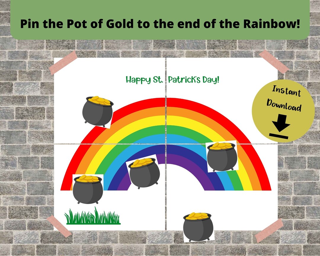 Pin the Pot of Gold to the End of the Rainbow Children's Game - St ...