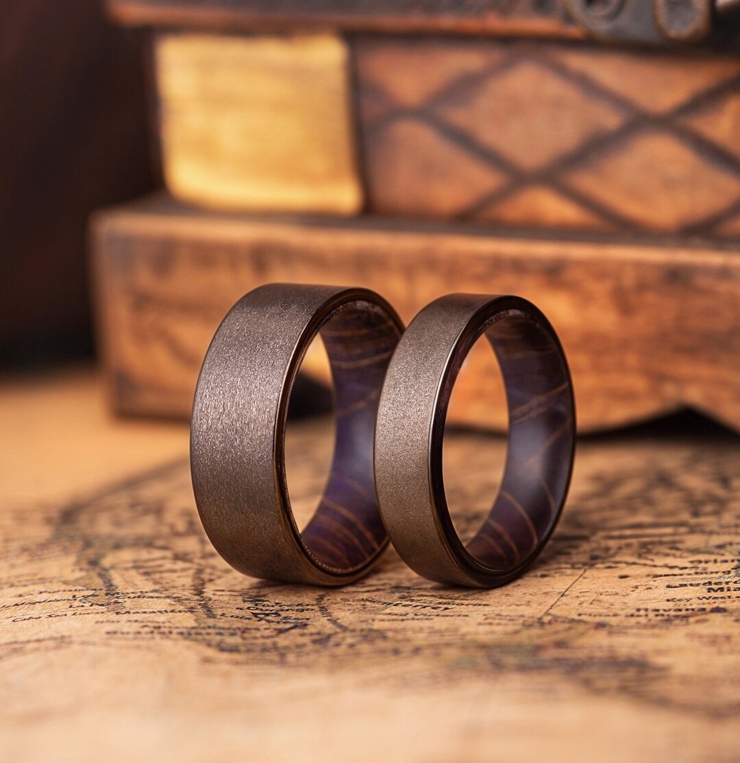 Japanese Matching Bands Couple Rings, Sakura Wood Rings for Couples ...