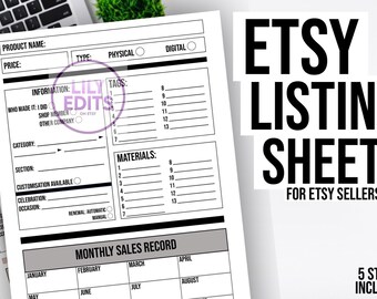 Etsy Listing Sheet - Etsy