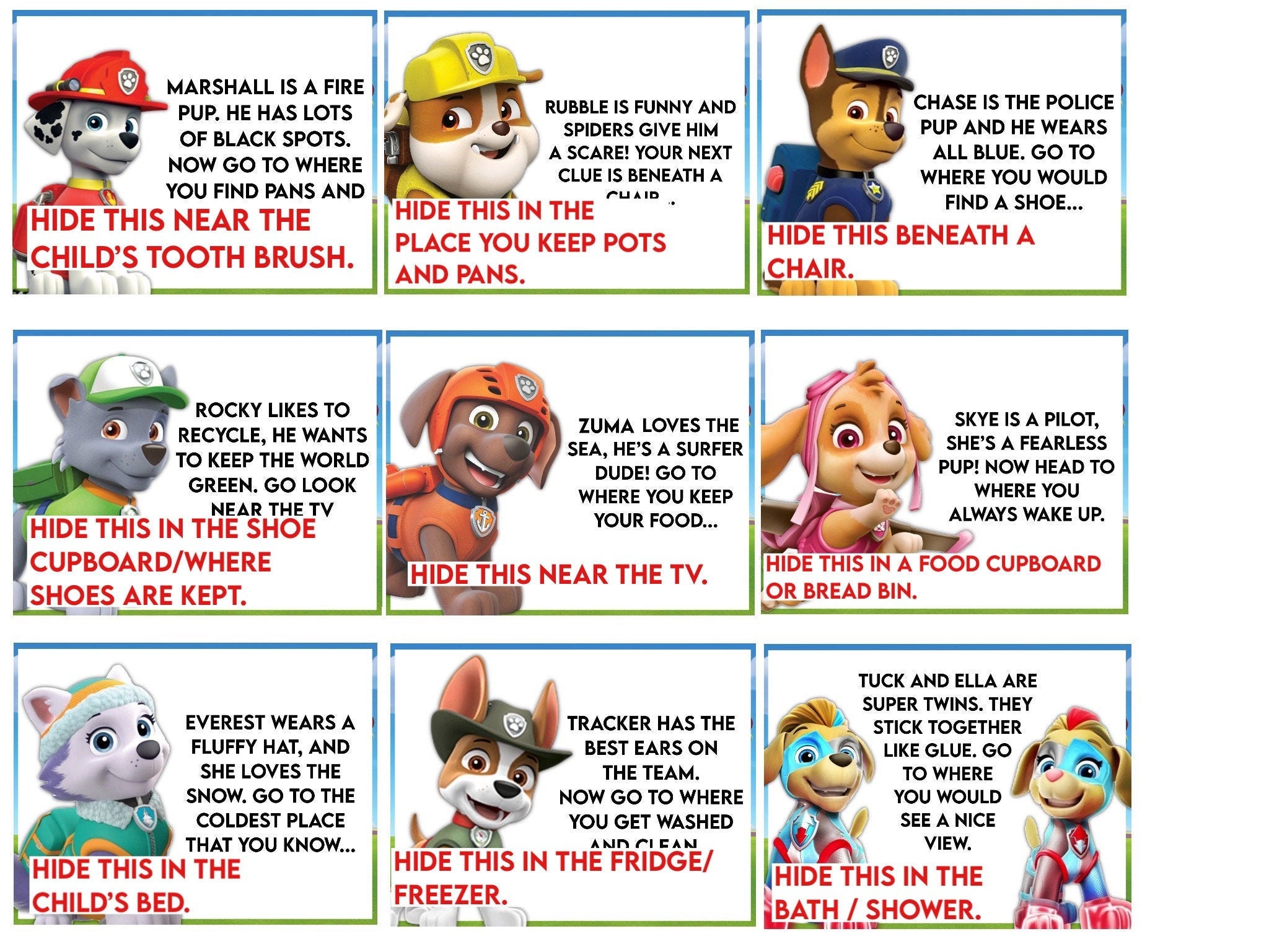 Paw Patrol Treasure Hunt Scavenger Hunt Easter Hunt Fun | Etsy