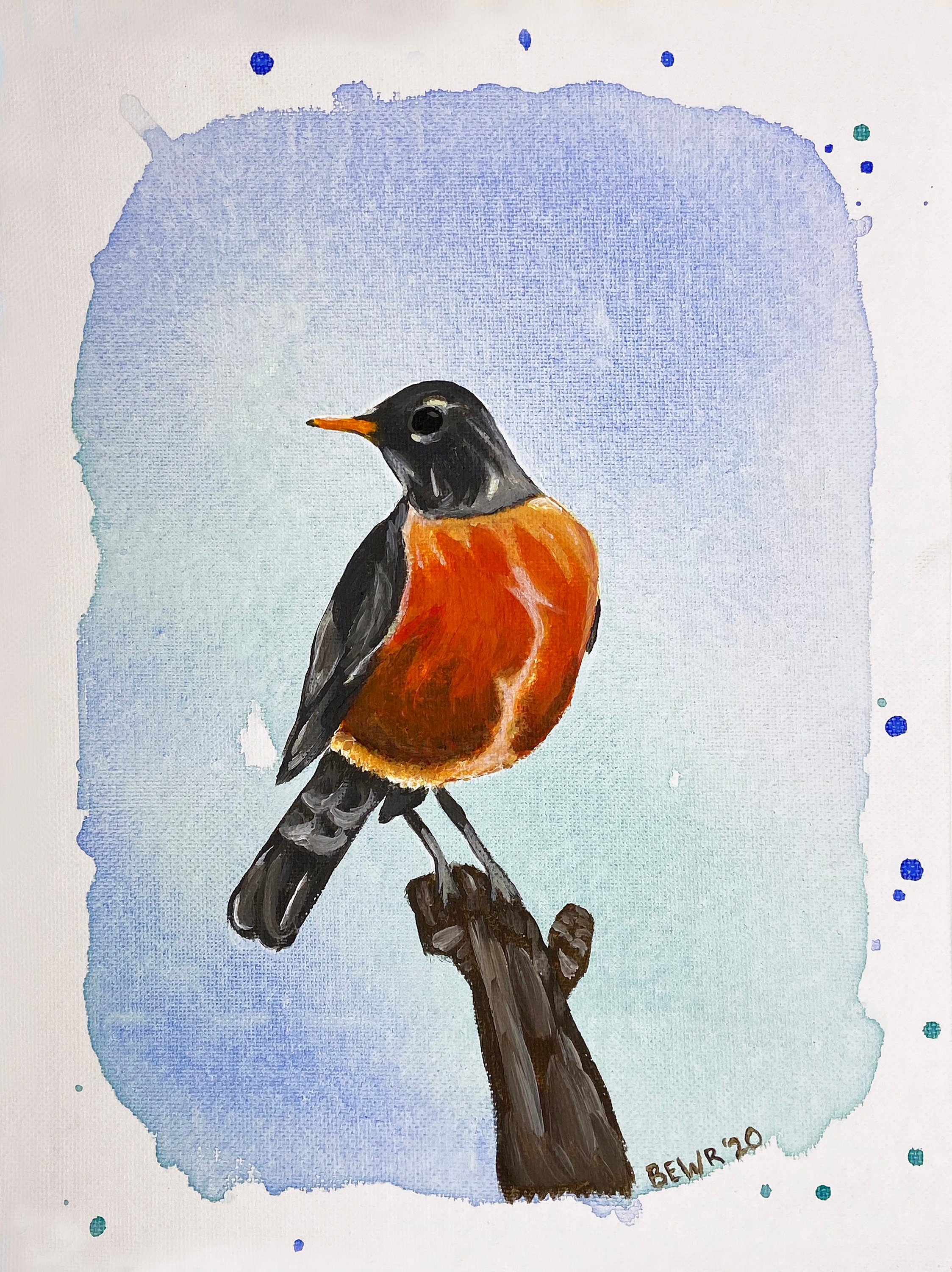 American Robin Art Print, 9x12, Animal Wall Art, Robin Art, Bird Art ...