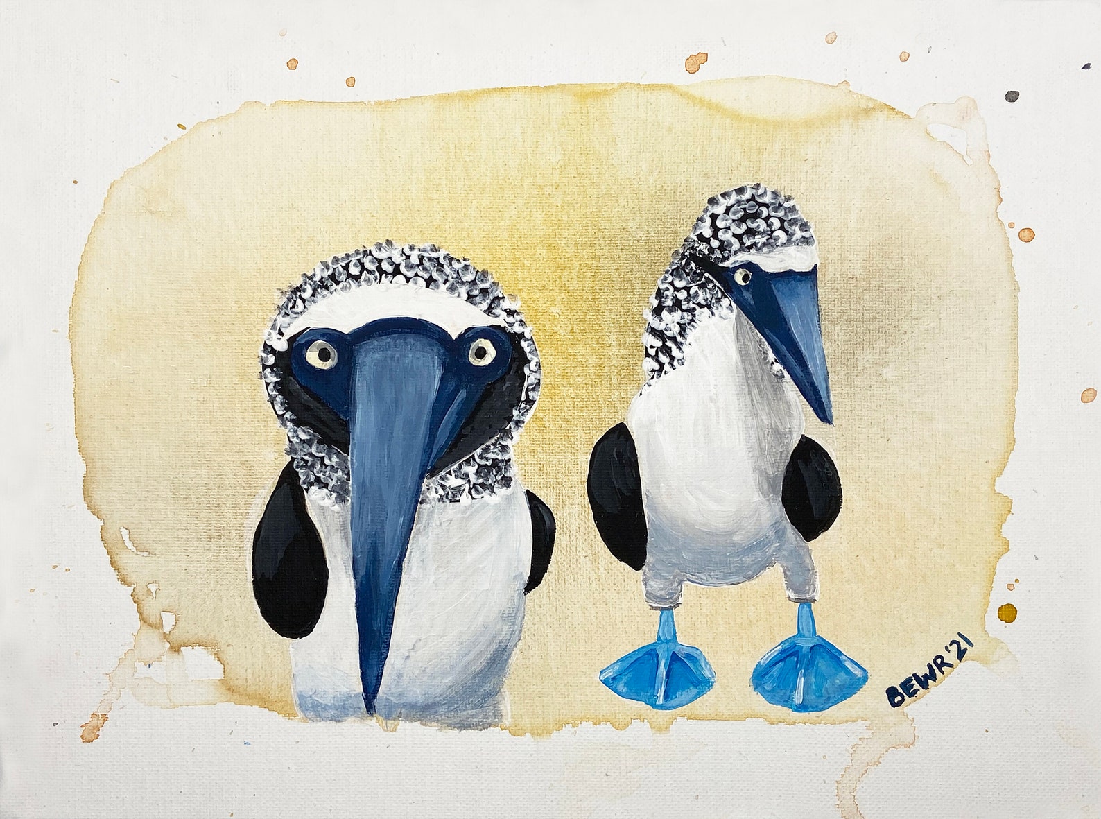 Set of 3 Blue-footed Booby Prints, 9x12, Animal Art Prints, Animal Wall ...