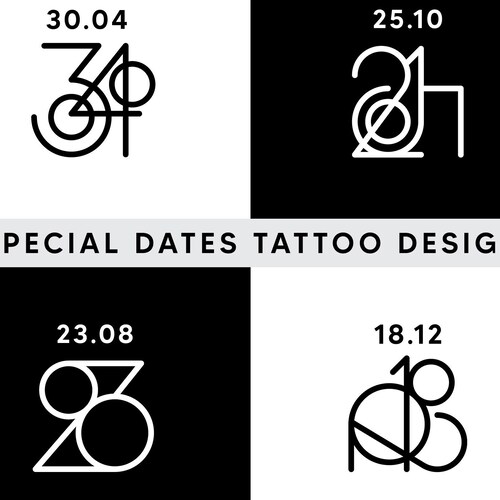 Custom Number Logo Date Tattoo Design Wedding Date Monogram - Etsy