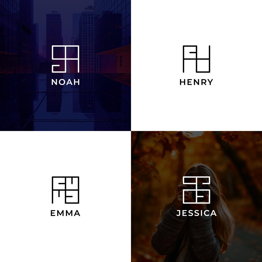 Minimalist Square Name Logo Design | Custom Personalized Monogram for ...