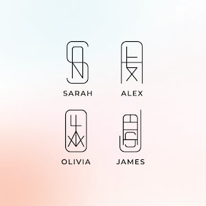 Custom Line Art Monogram Logo: Unique Name Tattoo Design - Etsy