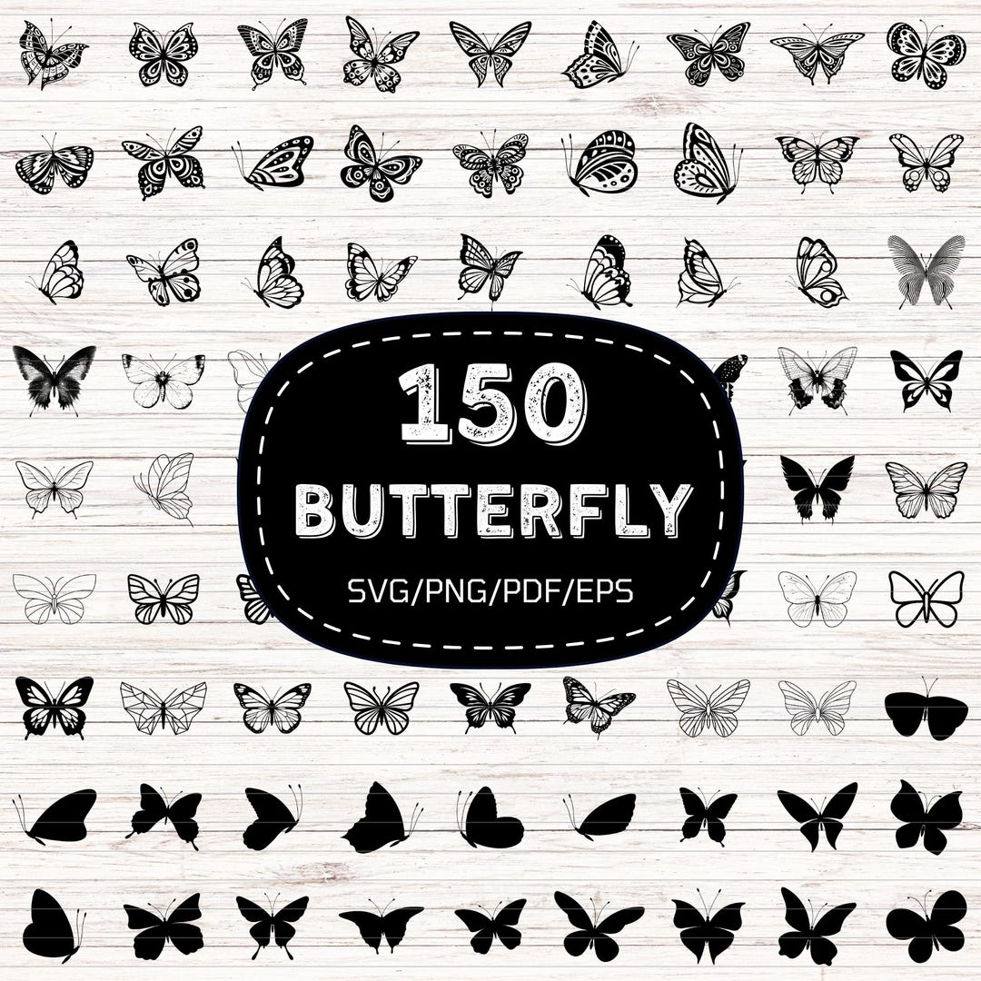 Butterfly SVG Mega Bundle: 150 Silhouettes for Cricut, Silhouette ...