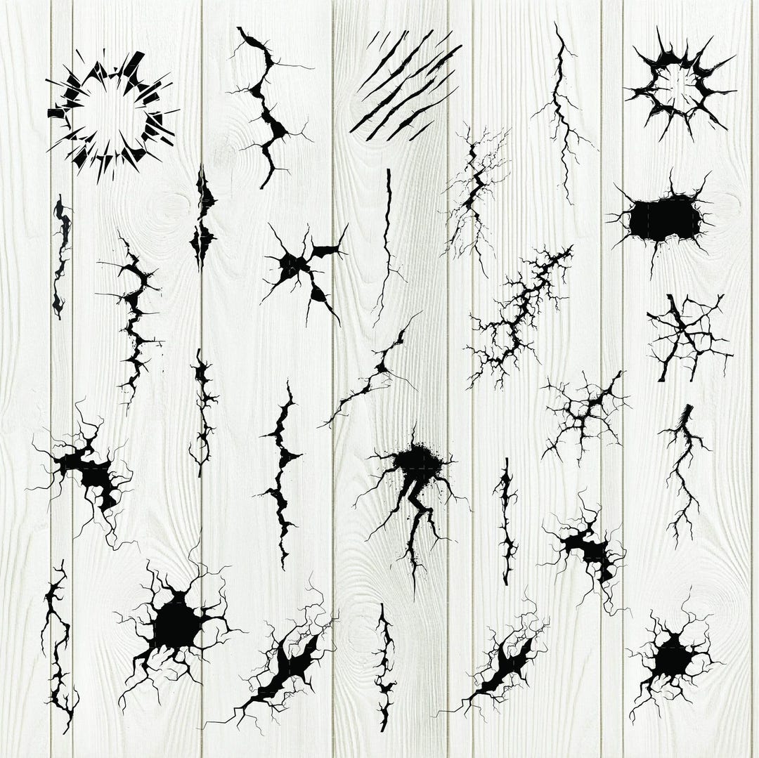 Cracked SVG Bundle, Broken Effect, Cracked Design Silhouette, Dgtrmn04 ...