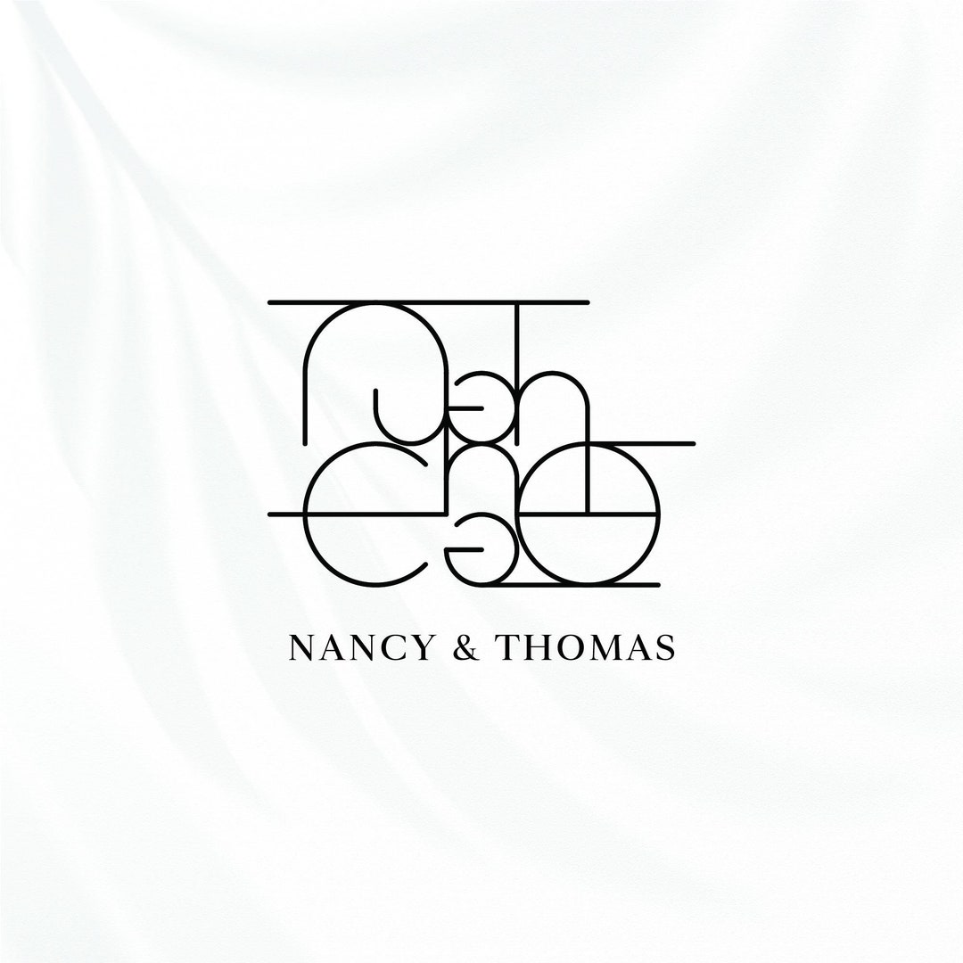 Custom Couple Name Logo: Minimalist Monogram Art (PDF & SVG) - Etsy