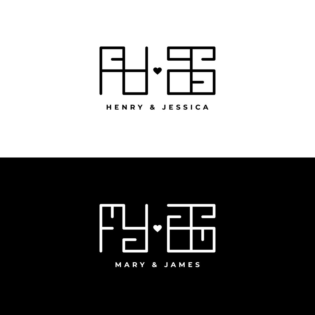 Heart Two Names Logo Custom Name Logos OPTION 21 - Etsy UK