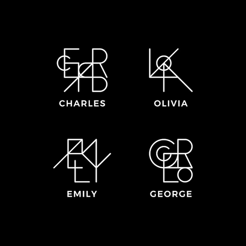 Custom Geometric Name Logo: Personalized Minimalist Line Art Design ...