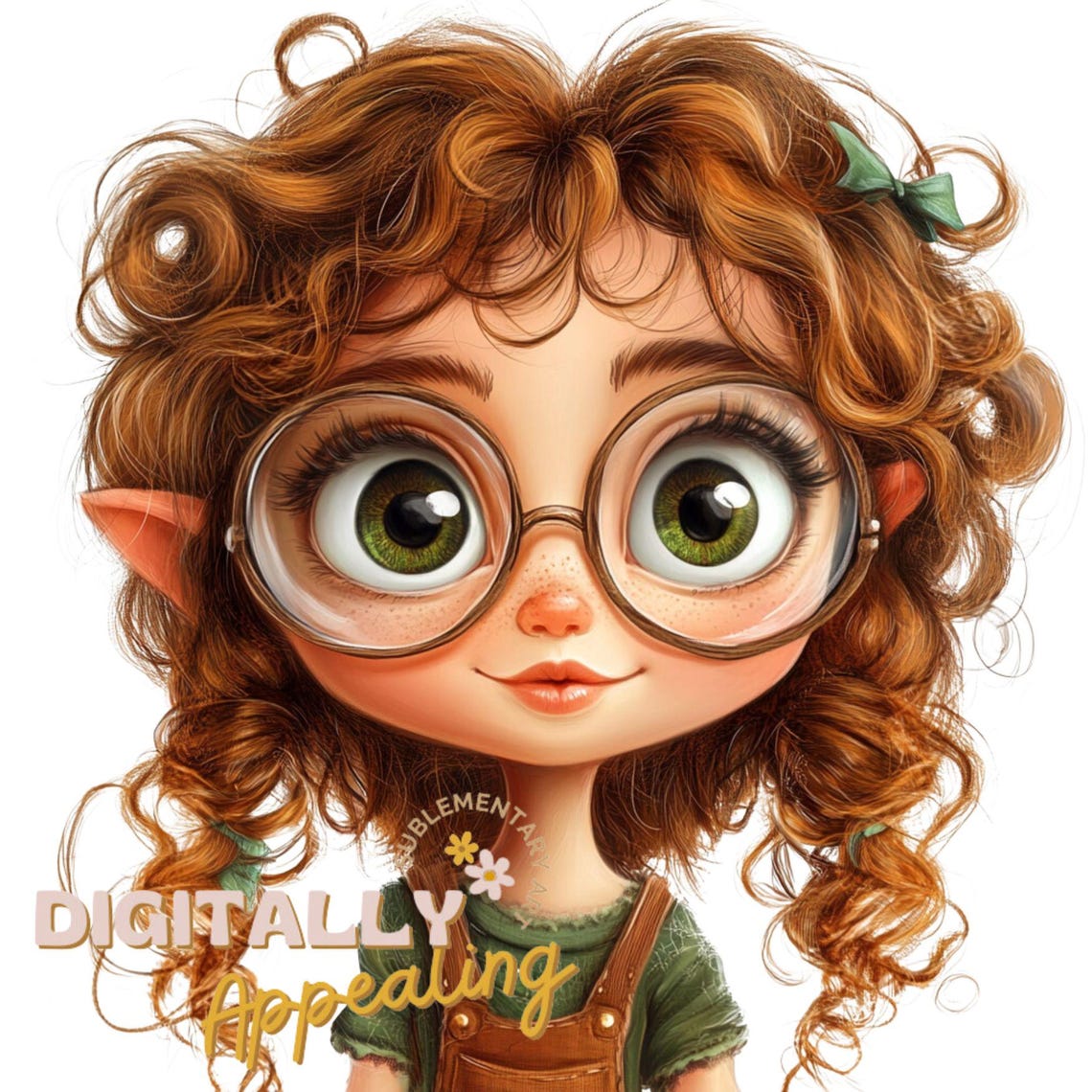 1 Cute Curly Christmas Elf, DIGITAL DOWNLOAD. Scrapbooking and Art ...