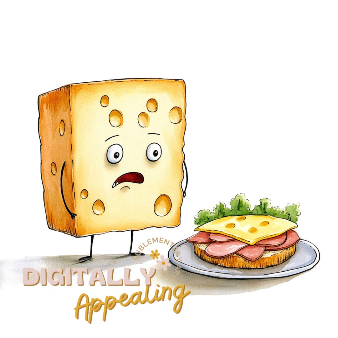 8 Scared Cheese and Sandwich T-shirt Design Digital Print High-quality ...