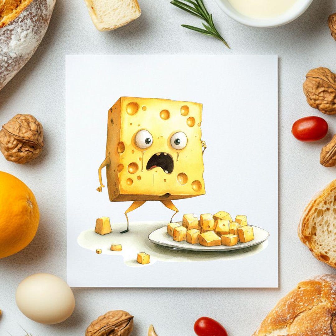 8 Scared Cheese and Cubes T-shirt Design Digital Print High-quality ...