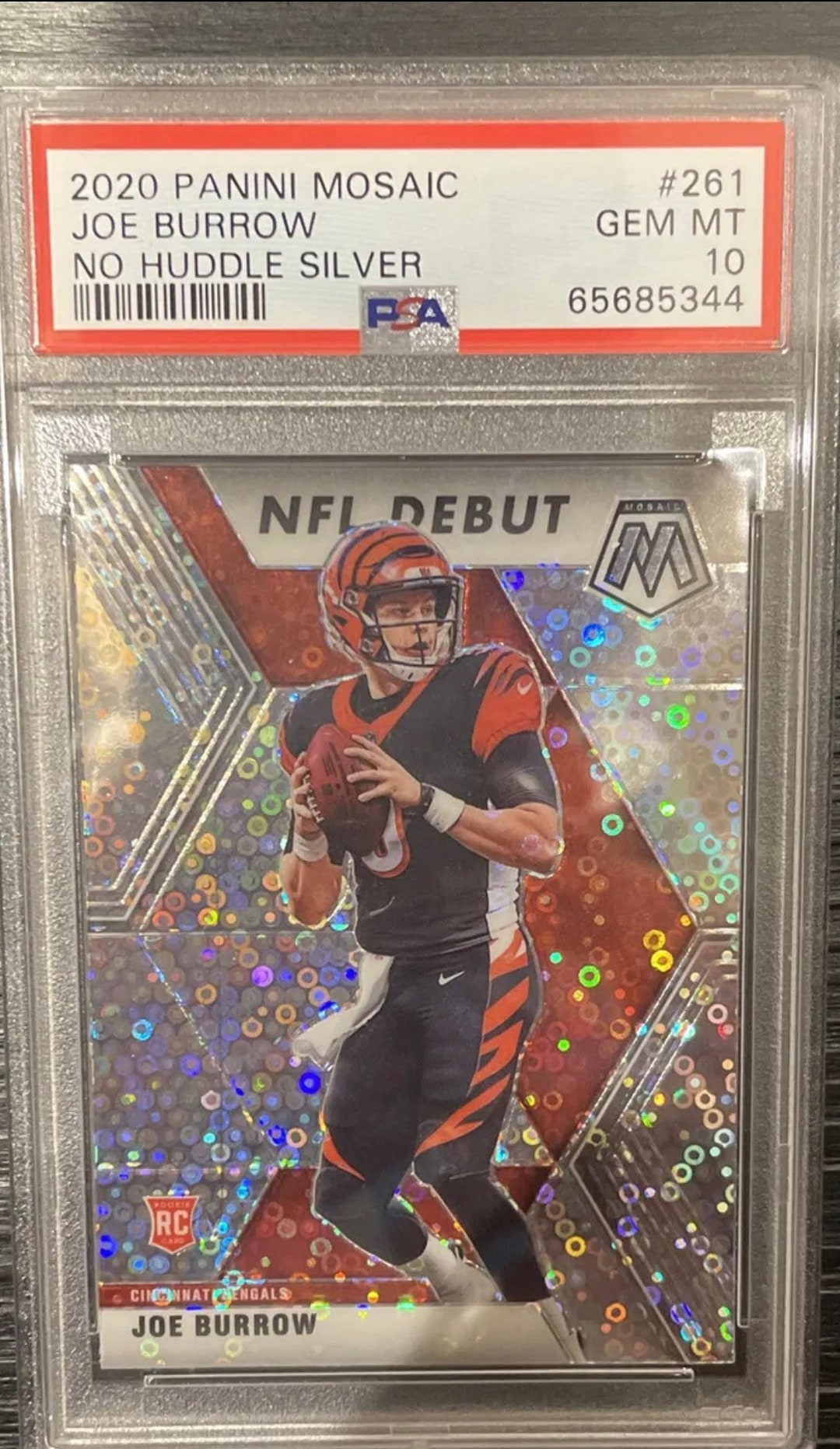 Joe Burrow Rookie Card 2020 Panini Mosaic NFL Debut No Huddle Disco PSA ...