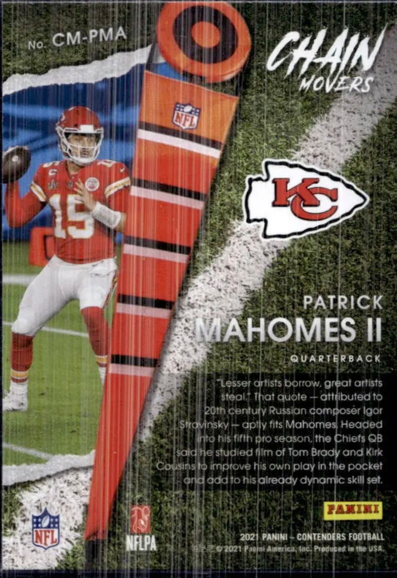 Patrick Mahomes Ll Veteran Card 2021 NFL Panini Chain Movers Chiefs ...