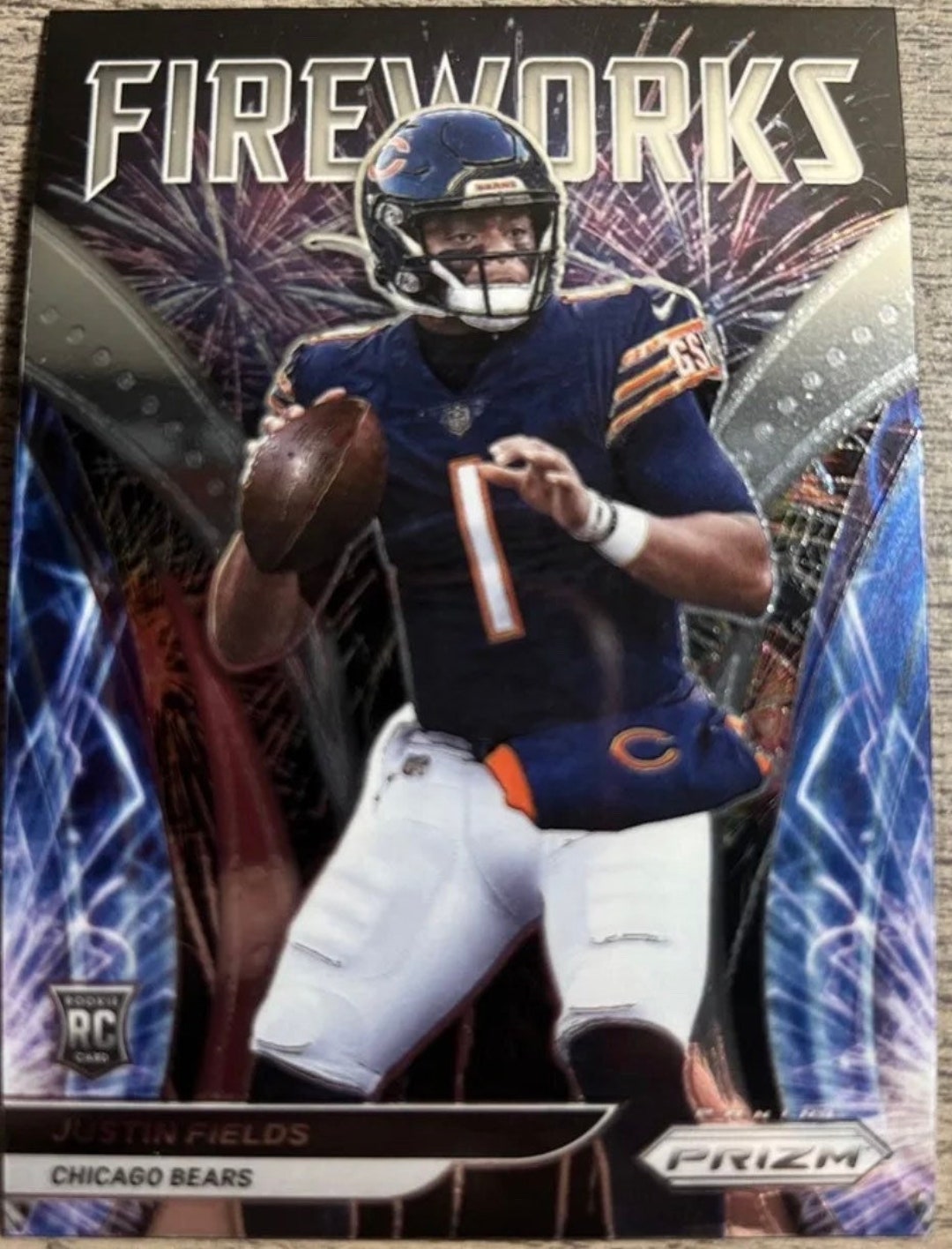 Justin Fields Rookie Card 2021 NFL Panini Prizm Fireworks Bears ...