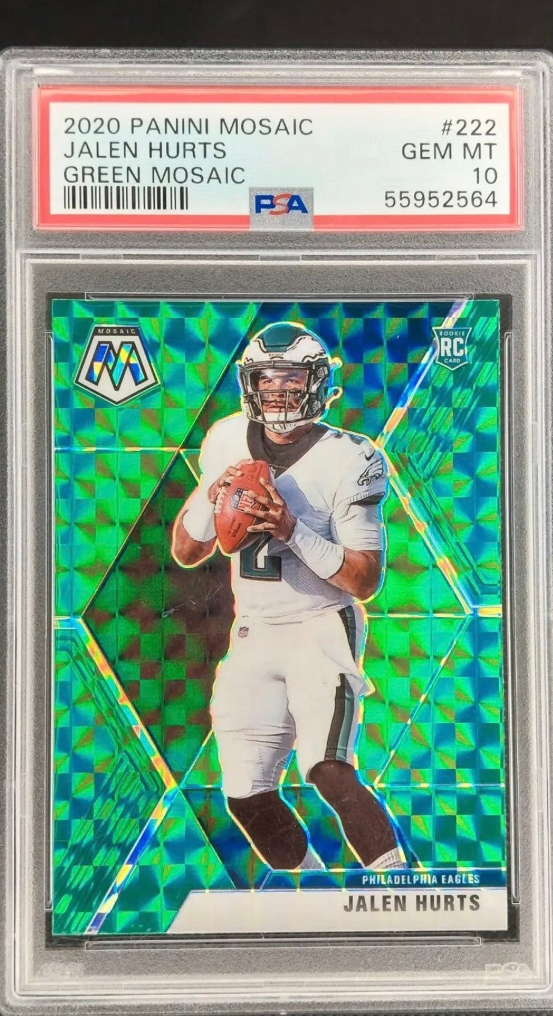 Jalen Hurts Rookie Card 2020 NFL Panini Green Mosaic Prizm PSA Graded ...