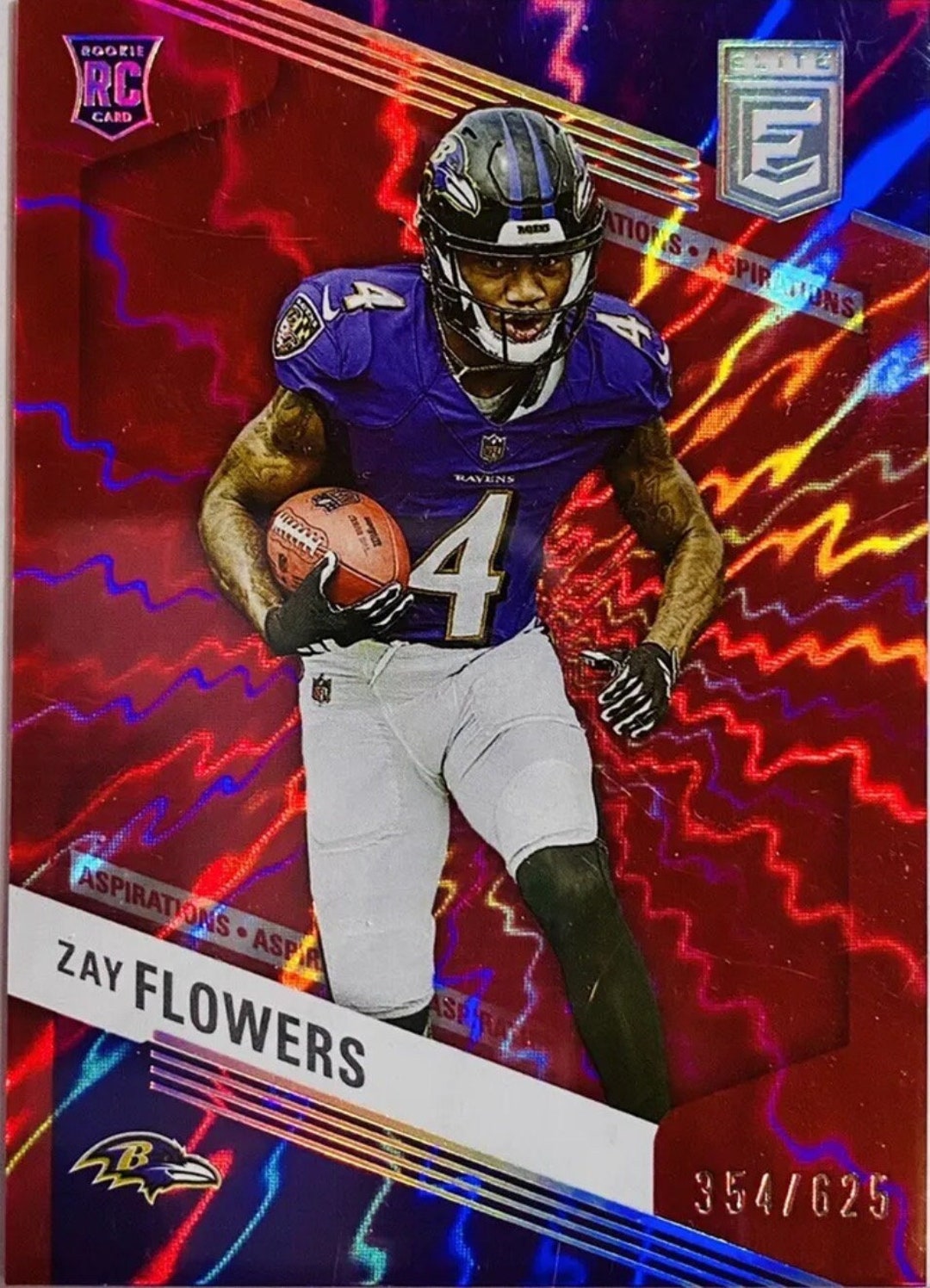 Zay Flowers Rookie Card 2023 NFL Panini Rare Red Aspiration Prizm Holo ...