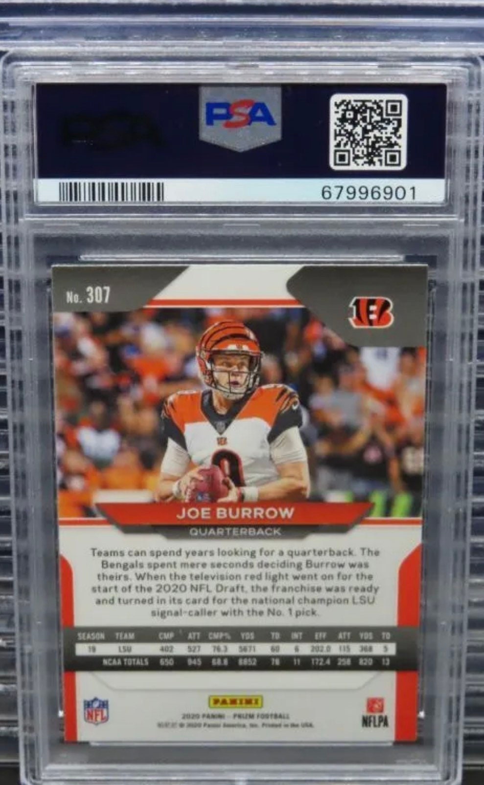 Joe Burrow Rookie Card 2020 NFL Panini Prizm Base PSA Graded 8 - Etsy