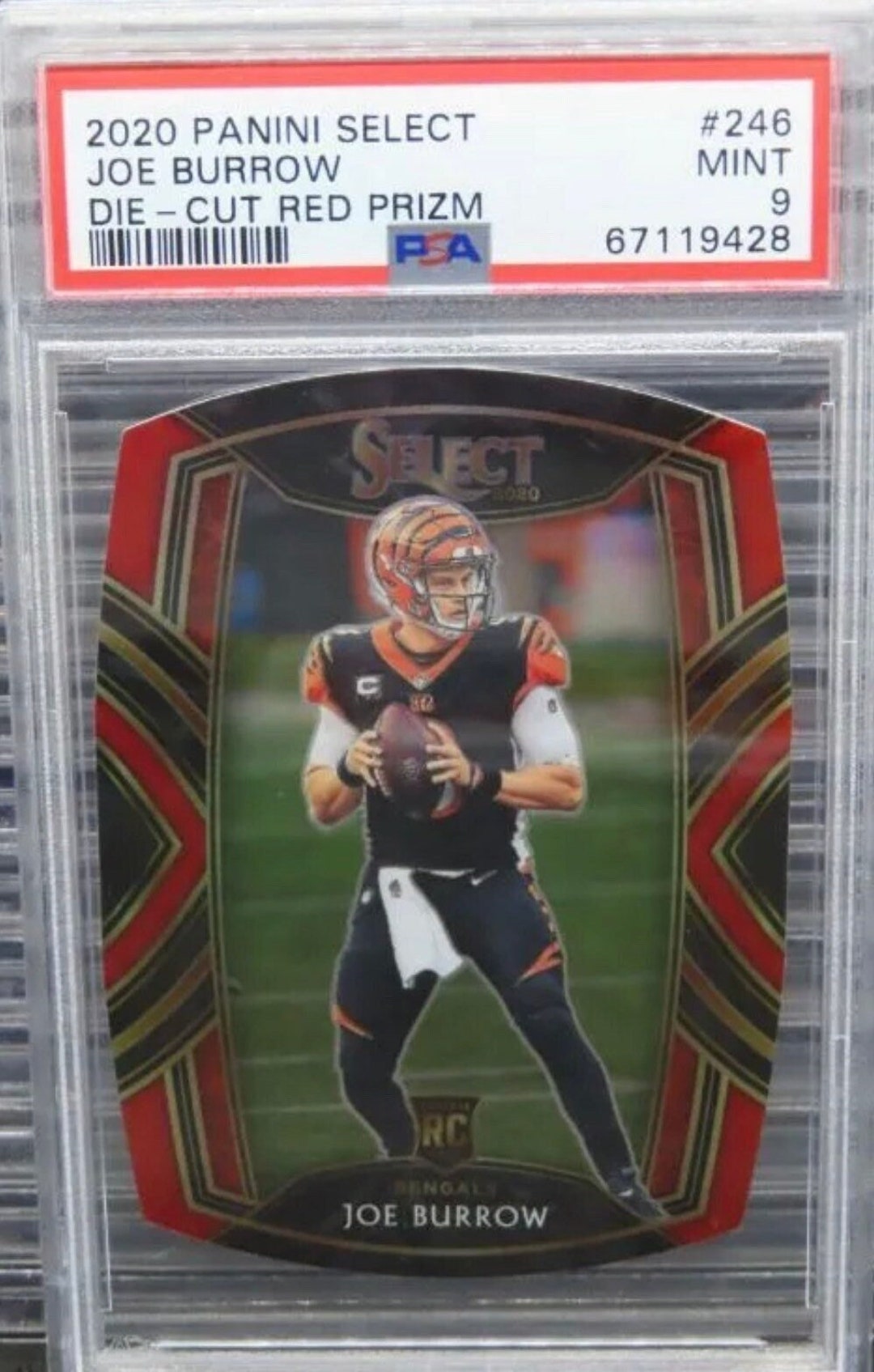 Joe Burrow Rookie Card 2020 NFL Panini Red Die Cut Club Holo PSA 9 ...