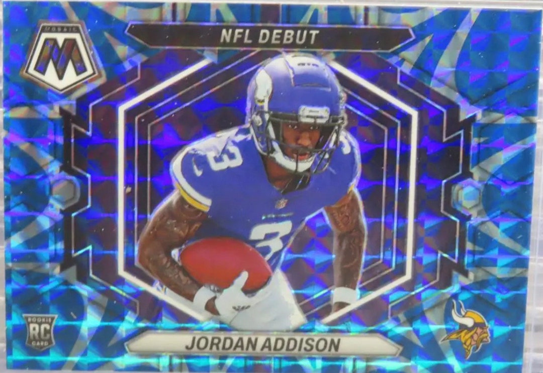 Jordan Addison 2023 Rookie Card NFL Debut Panini Mosaic Rare Blue Prizm ...