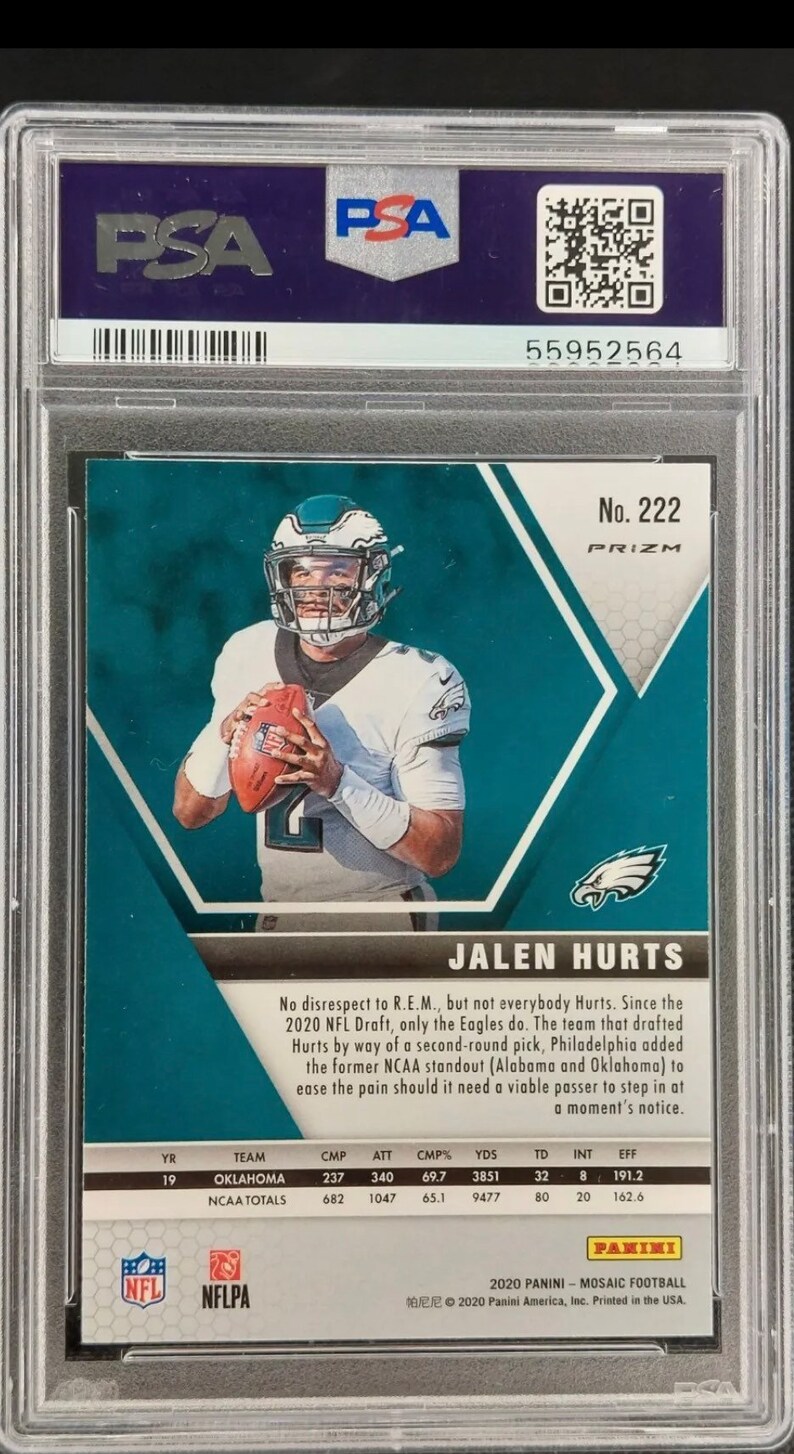 Jalen Hurts Rookie Card 2020 NFL Panini Green Mosaic Prizm PSA - Etsy