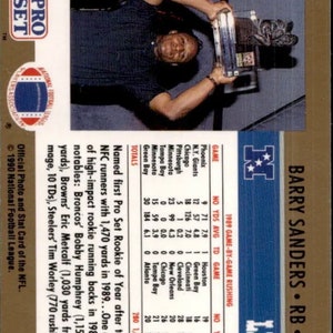 Barry Sanders 1990 Veteran Card Rookie of the Year NFL Pro Set Detroit ...