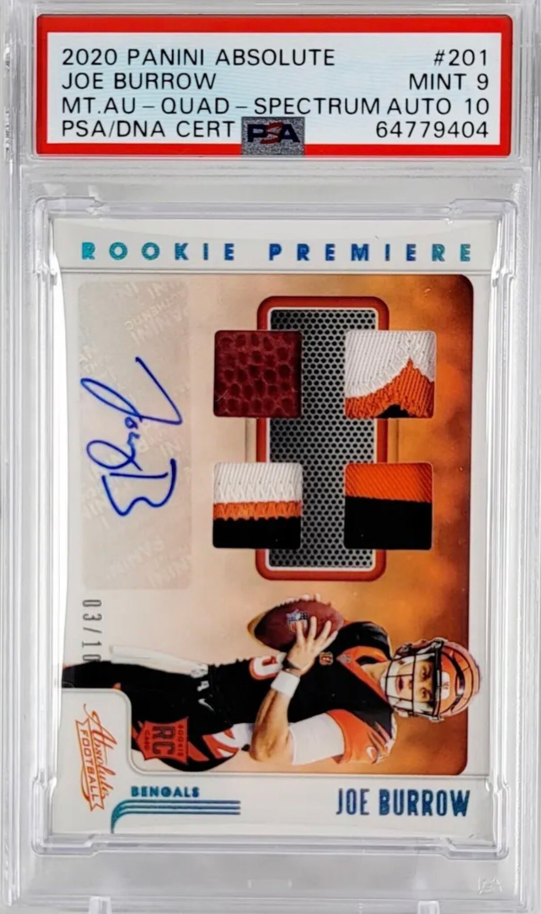 Joe Burrow Rookie Card 2020 NFL Panini True RPA Ultra Rare /10 Absolute ...