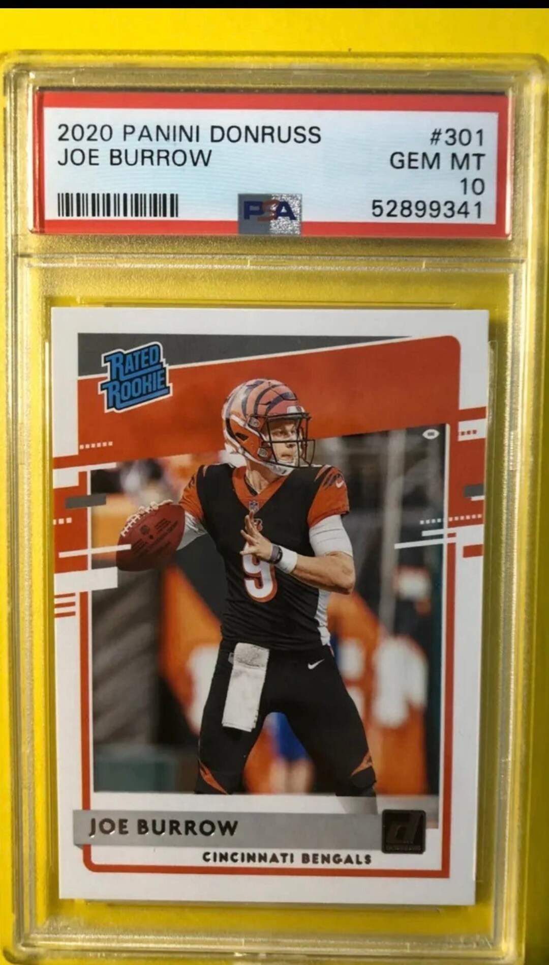 Joe Burrow Rookie Card 2020 NFL Panini Donruss Rated Rookie PSA Graded ...