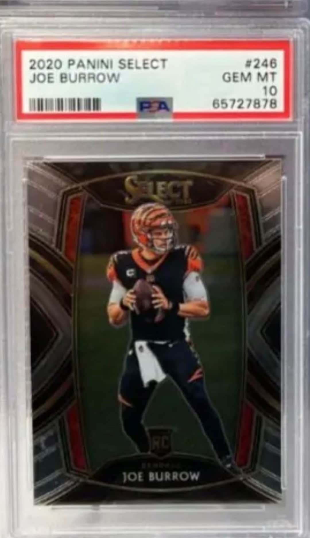 Joe Burrow Rookie Card 2020 NFL Panini Select Club Level PSA Perfect 10 ...