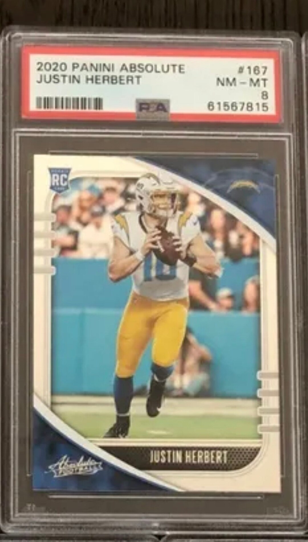 Justin Herbert Rookie Card 2020 NFL Panini Absolute PSA Graded 8 ...