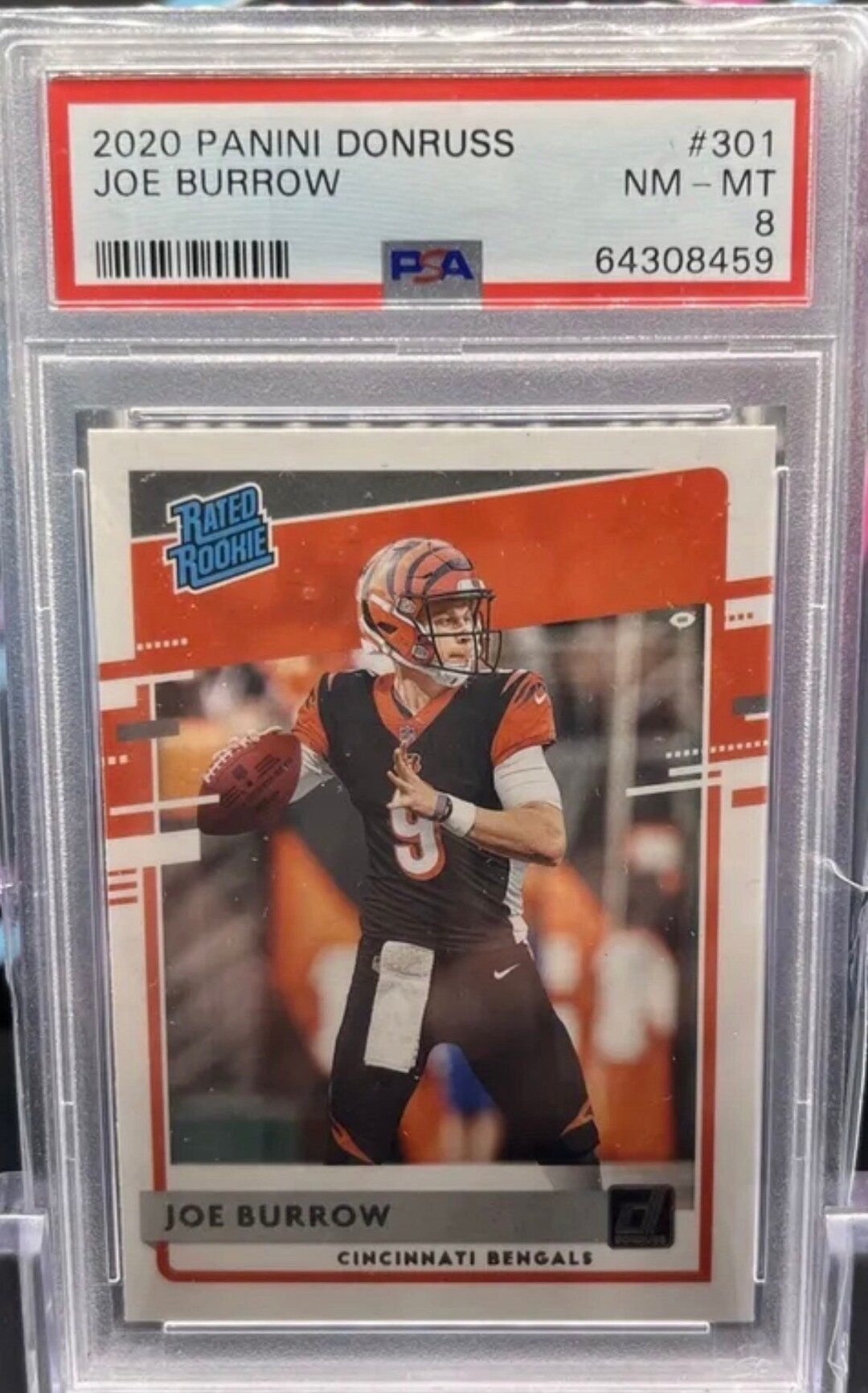 Joe Burrow Rookie Card 2020 NFL Panini Donruss Rated Rookie PSA Graded ...