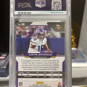 Justin Jefferson Rookie Card 2020 NFL Panini Prizm PSA Graded 8 Vikings ...