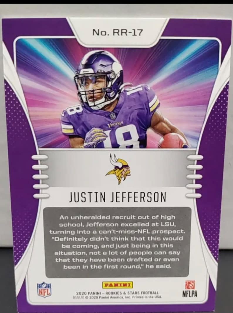 Justin Jefferson Rookie Card 2020 NFL Panini Rookie Rush Rare Minnesota ...