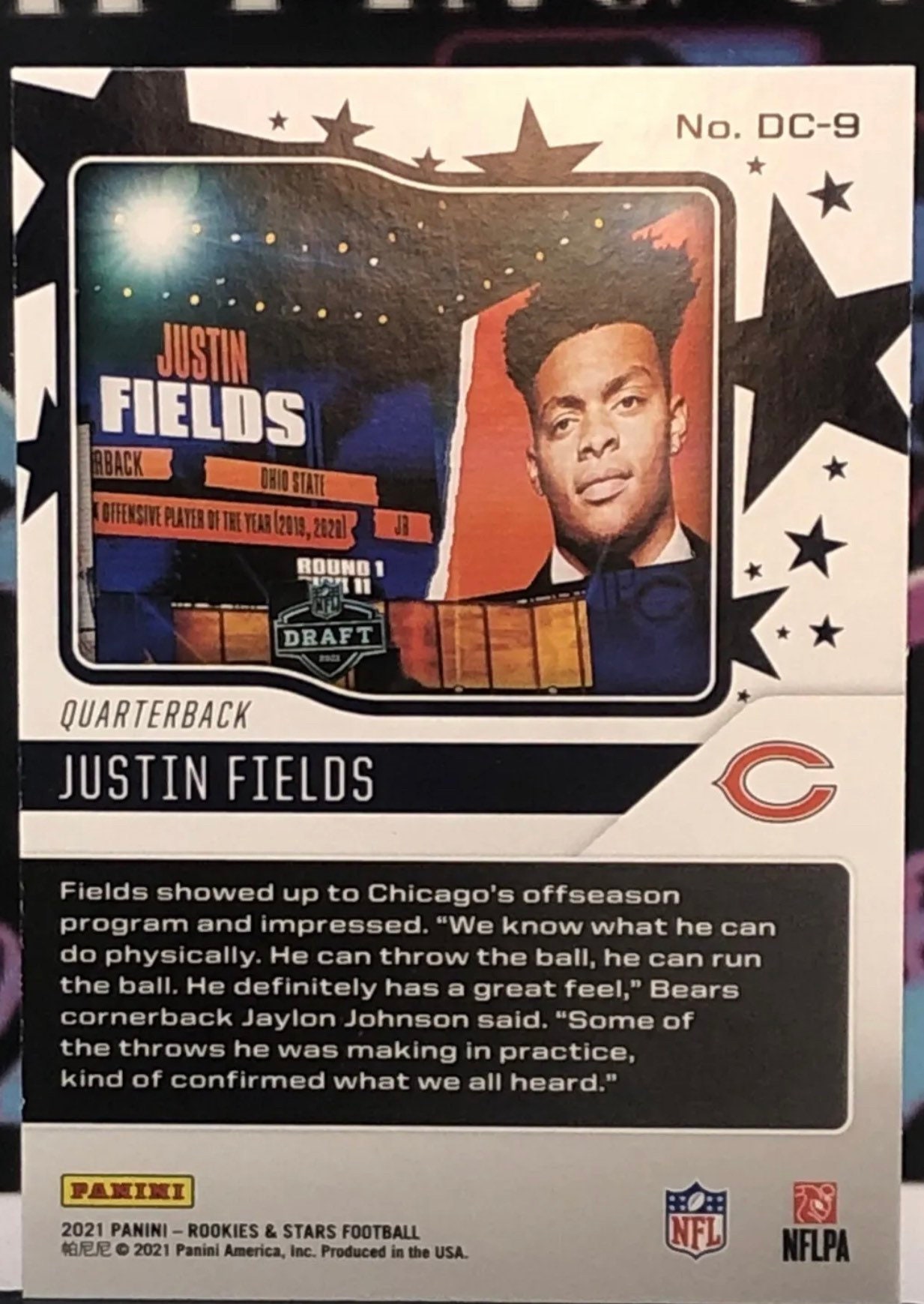 Justin Fields Rookie Card 2021 NFL Panini Rookies N Stars Draft Bears ...
