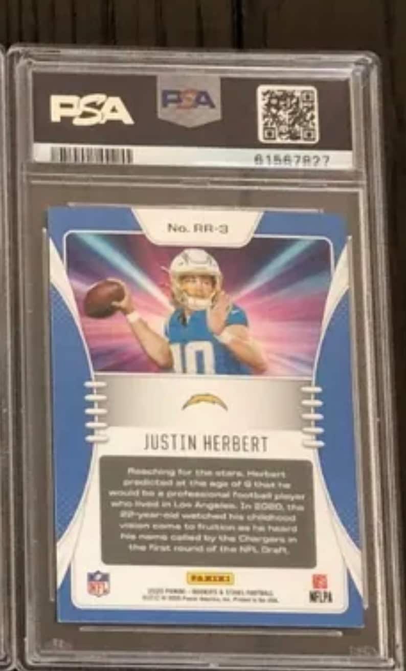Justin Herbert Rookie Card 2020 NFL Panini Rookie Rush Red Foil PSA ...