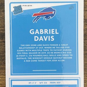Gabriel Davis Rookie Card 2020 NFL Optic Silver Holo Rated Rookie Bills ...
