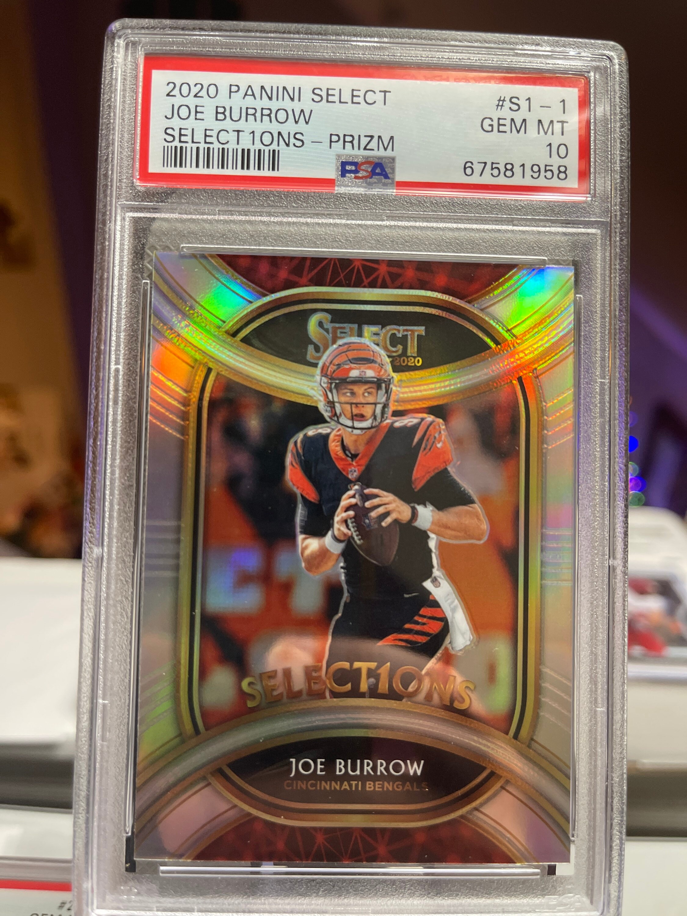 Joe Burrow Rookie Card 2020 NFL Panini Select10ns Silver Prizm Holo PSA ...