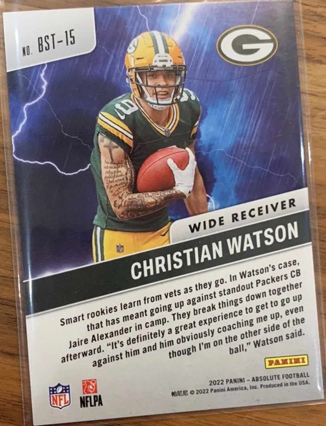 Christian Watson Rookie Card 2022 NFL Panini by Storm Ultra Rare /75 ...