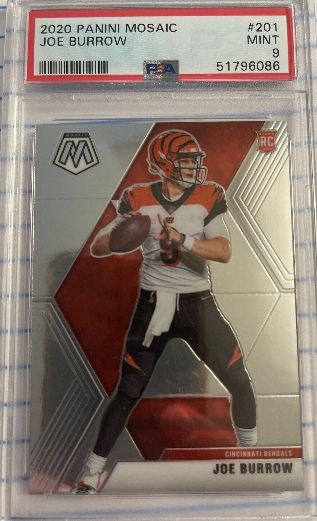 Joe Burrow Rookie Card 2020 NFL Panini Mosaic PSA Graded 9 Mint Bengals ...