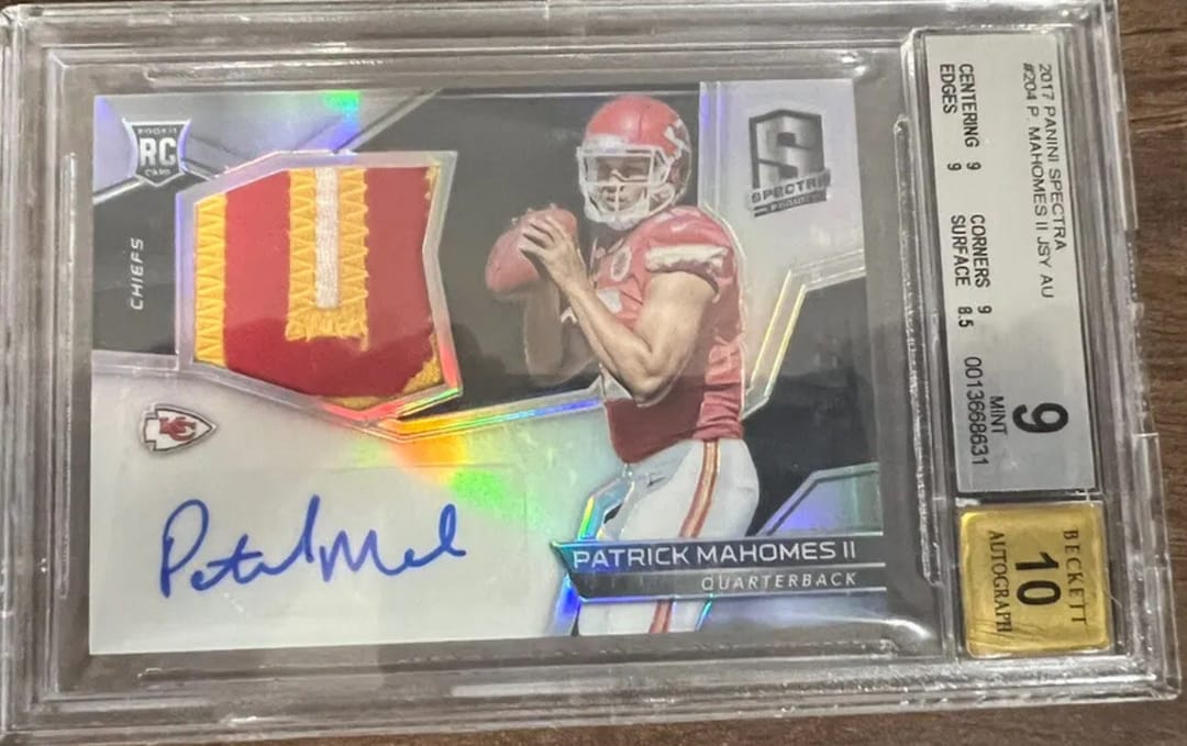 Patrick Mahomes Ll Rookie Card 2017 NFL Panini Spectra Silver Holo ...