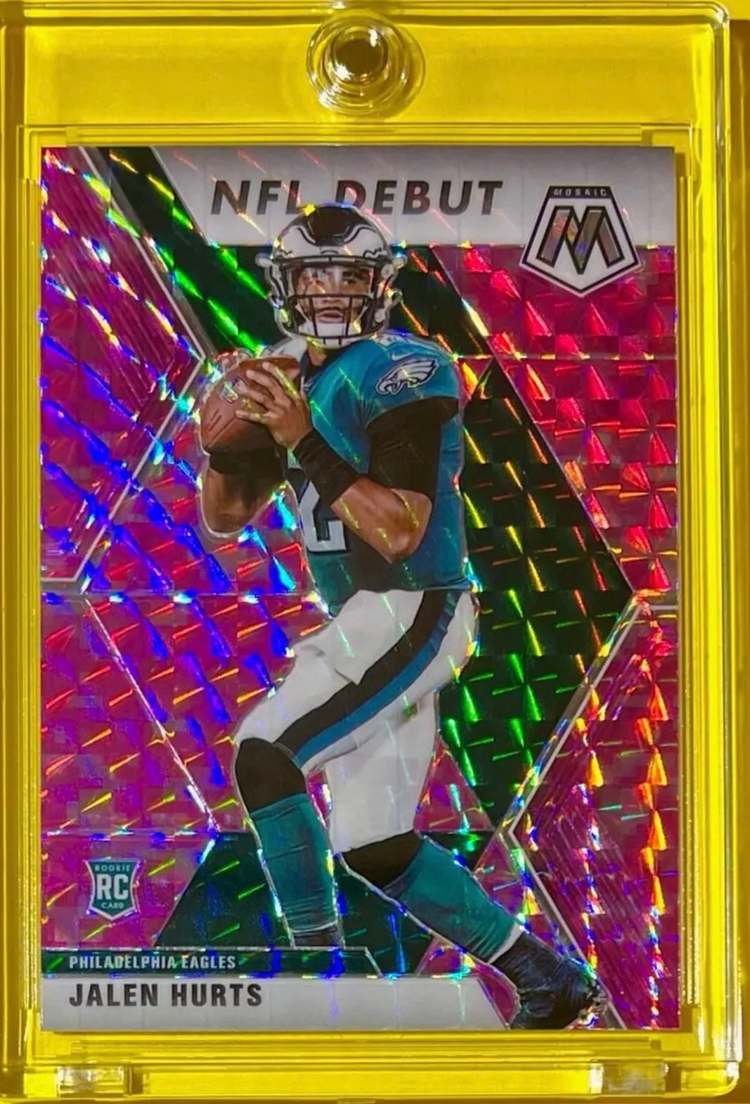 Jalen Hurts Rookie Card 2020 Panini NFL Debut Mosaic Camo Pink Eagles ...