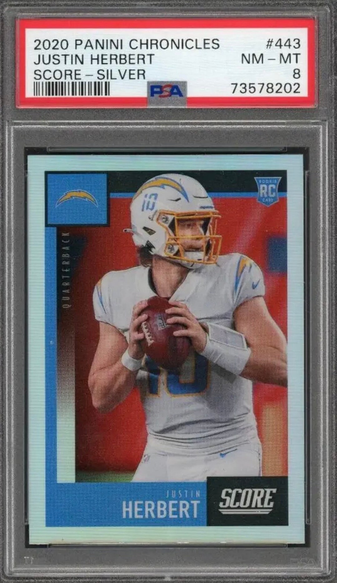 Justin Herbert Rookie Card 2020 NFL Panini Score Silver Holo PSA Graded ...