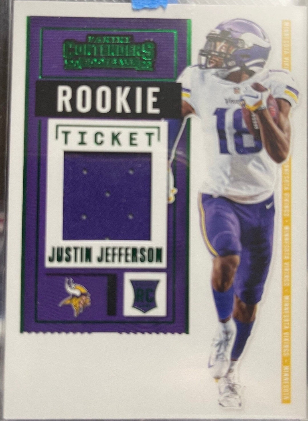 Justin Jefferson Rookie Card 2020 NFL Panini Jersey Relic Patch Vikings ...