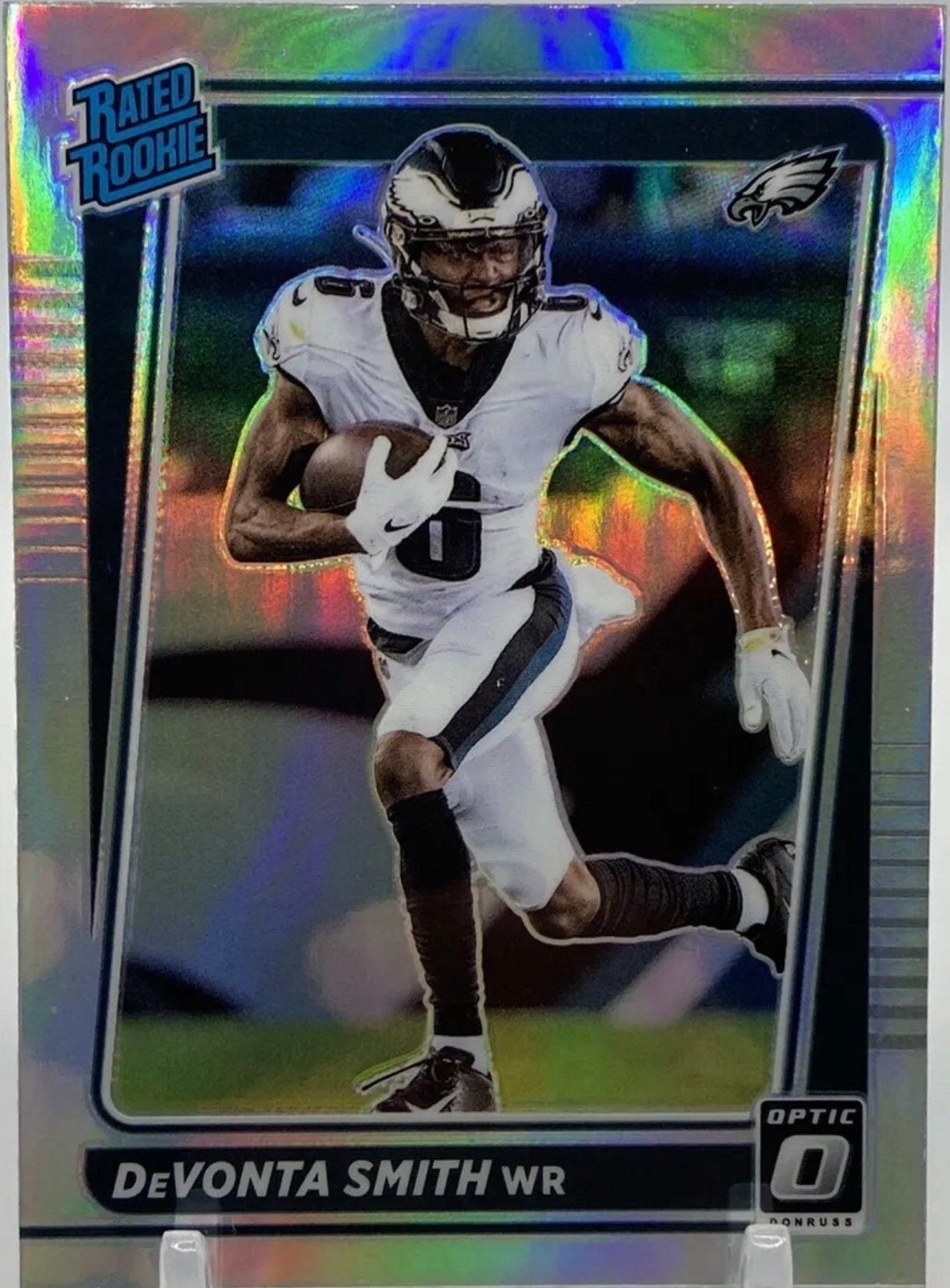 Devonta Smith Rookie 2021 Card NFL Panini Optic Silver Holo Eagles Star ...
