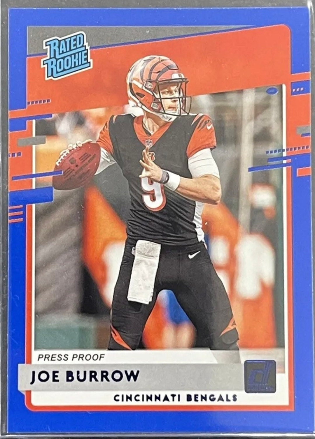 Joe Burrow Rookie Card 2020 NFL Panini Donruss Blue Press Proof Rare ...